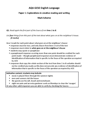 AQA English Language Sample Paper 1a - AQA Sample Paper: GCSE English ...