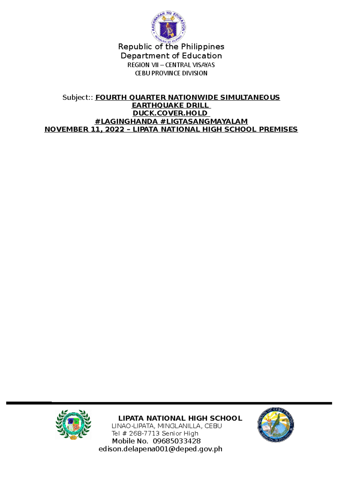 NSED Nov 10 2022 SY 2022 2023 - Department of Education REGION VII ...