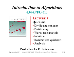 Lecture 3-MIT-order Statistics - Introduction to Algorithms 6.046J/18 LECTURE 6 Order Statistics ...