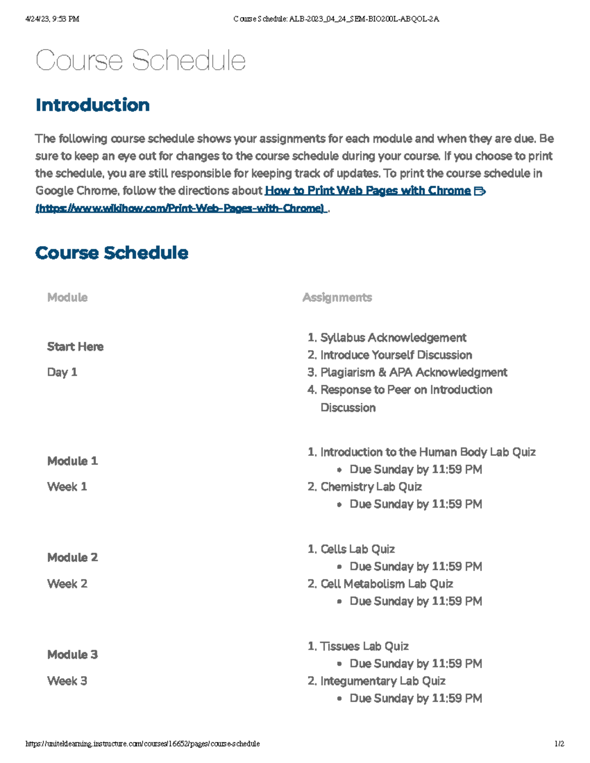 A&P Lab schedule - 4/24/23, 9:53 PM Course Schedule: ALB-2023_04_24_SEM ...