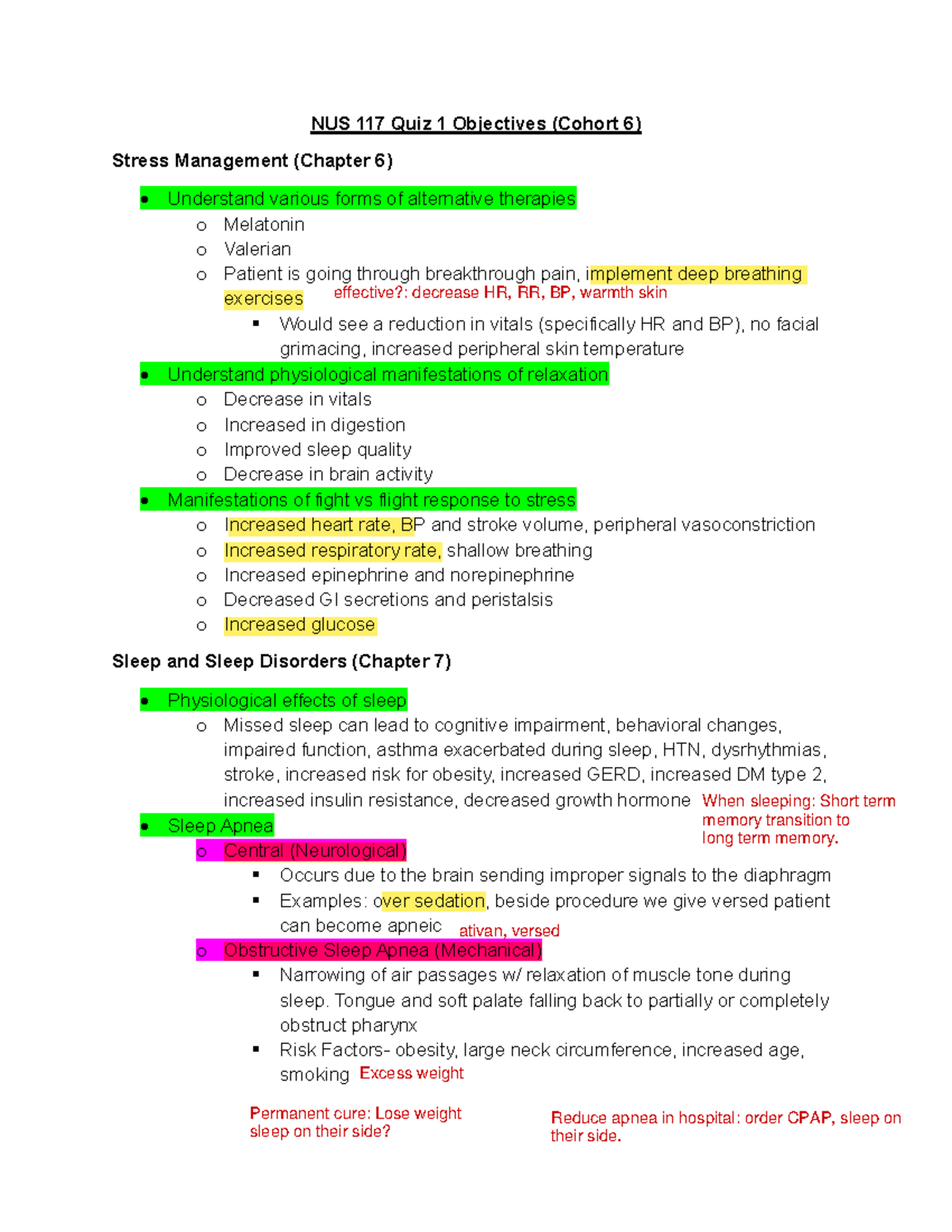 N117 Quiz 1 w Tutoring - study guide for quiz 1 - NUS 117 Quiz 1 ...