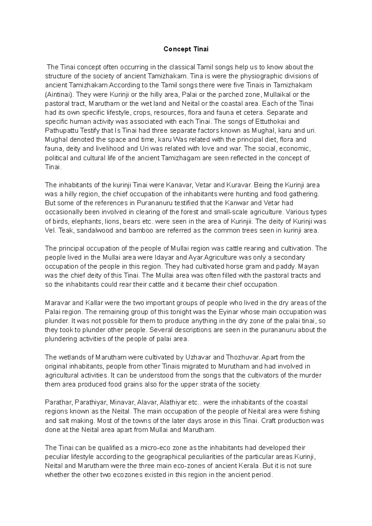 TIHAI CONCEPT History notes - Concept Tinai The Tinai concept often ...