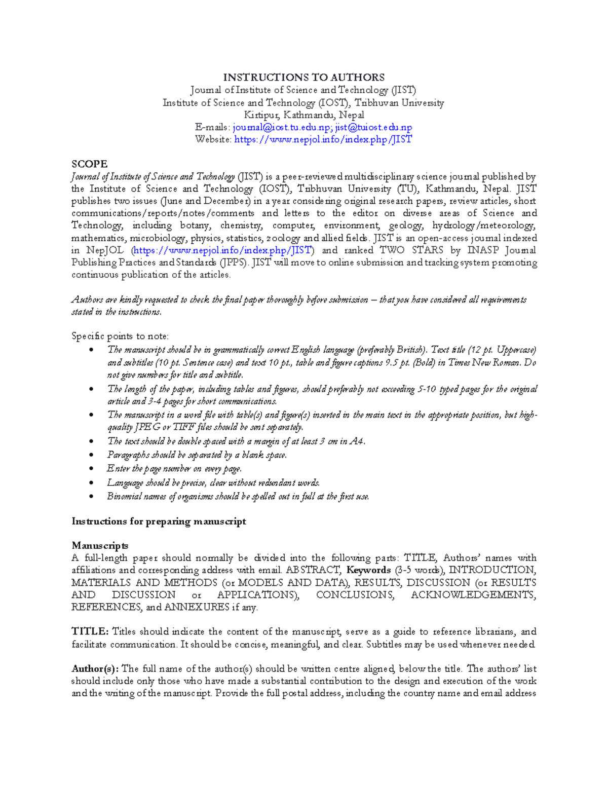 Jist instructions to authors final 394 - INSTRUCTIONS TO AUTHORS ...