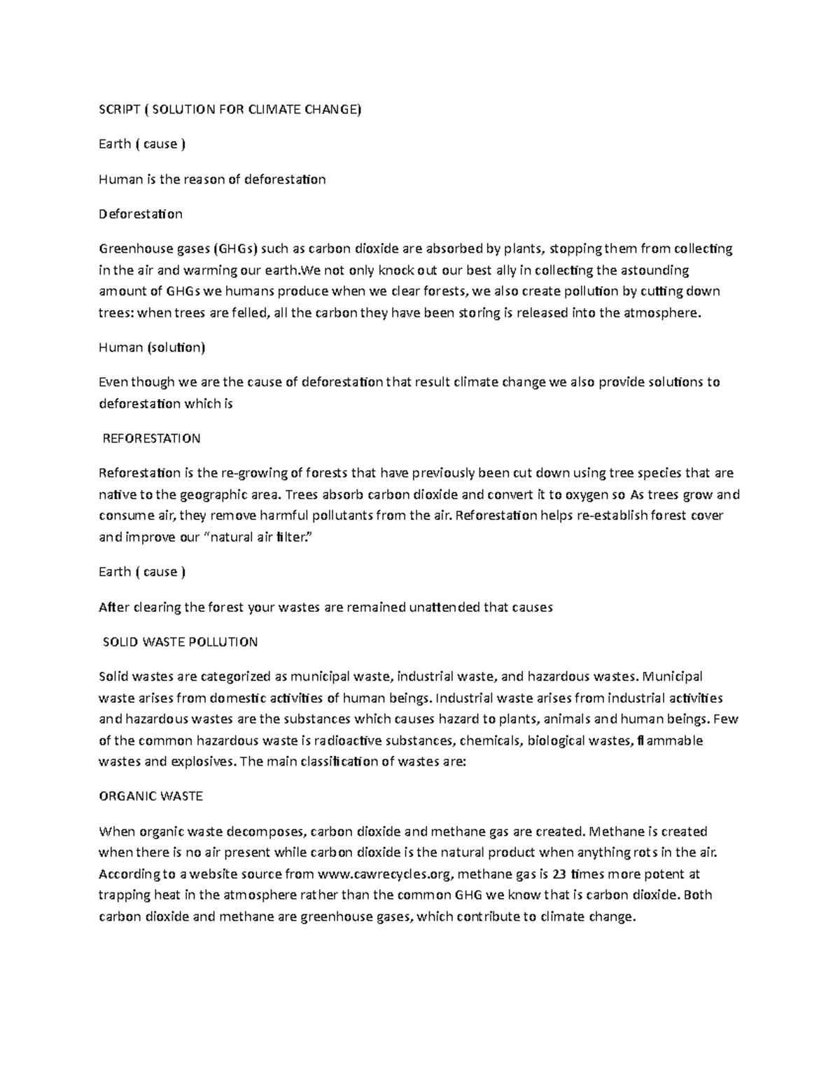Share Solution for Climate Change Script - SCRIPT ( SOLUTION FOR ...