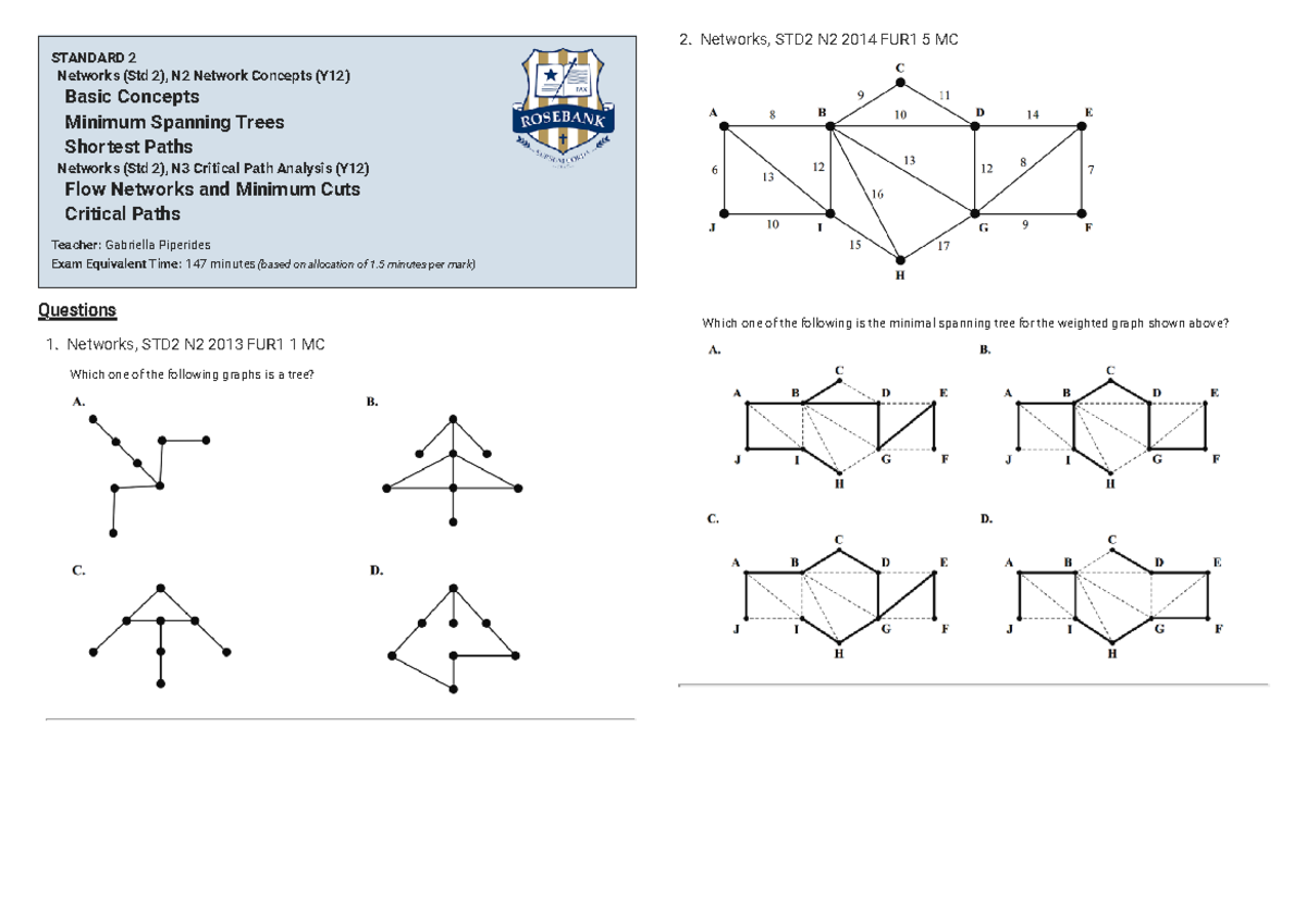 All Networks - Revision Qns - 1. Networks, STD2 N2 2013 FUR1 1 MC ...