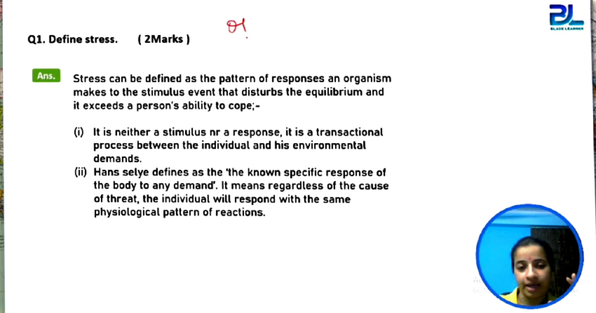 Stress - Q1. Define stress. (2Marks) ####### Ans. Stress can be defined ...