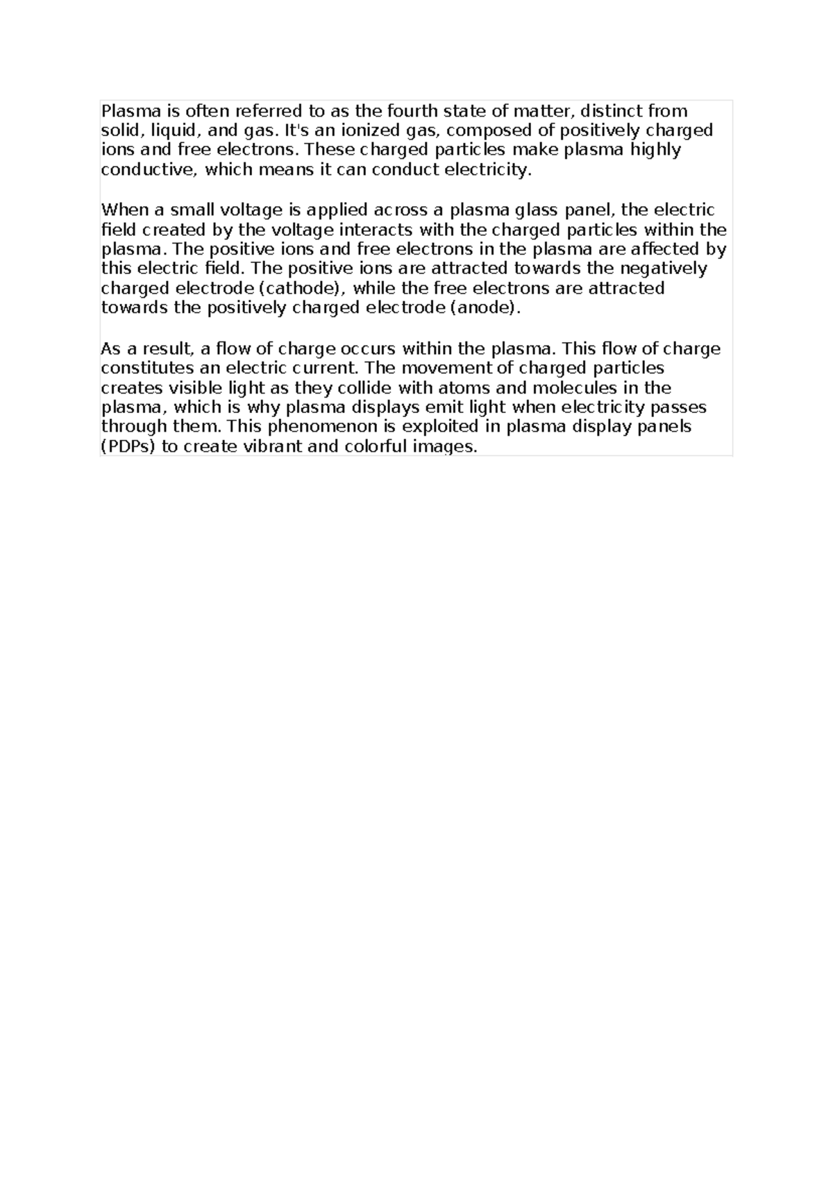 Plasma - Notes - Plasma is often referred to as the fourth state of ...