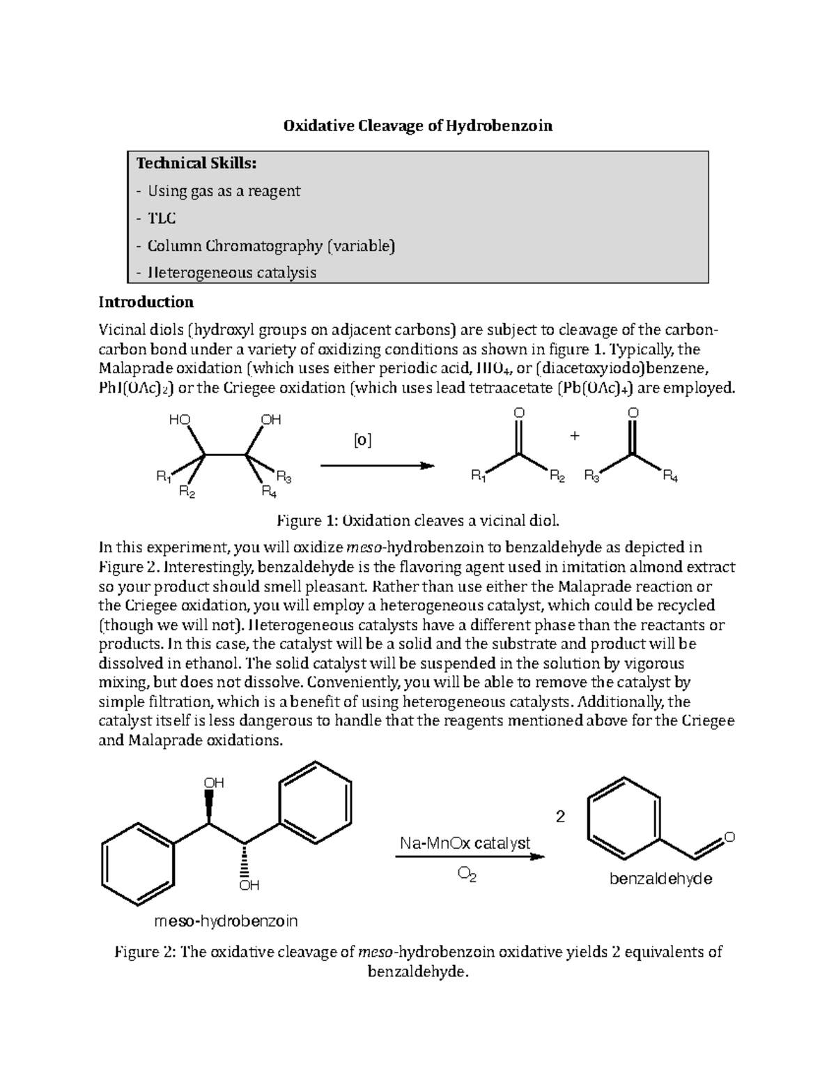E4 Oxidation - Oxidative Cleavage of Hydrobenzoin Technical Skills ...