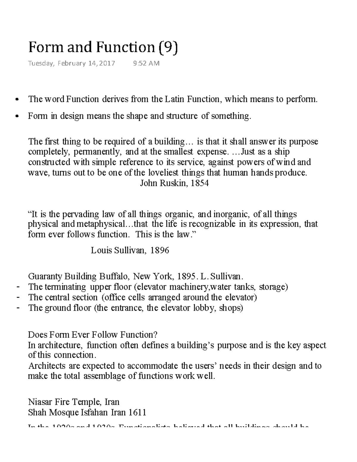 Form and Function - schwartz - The word Function derives from the Latin ...