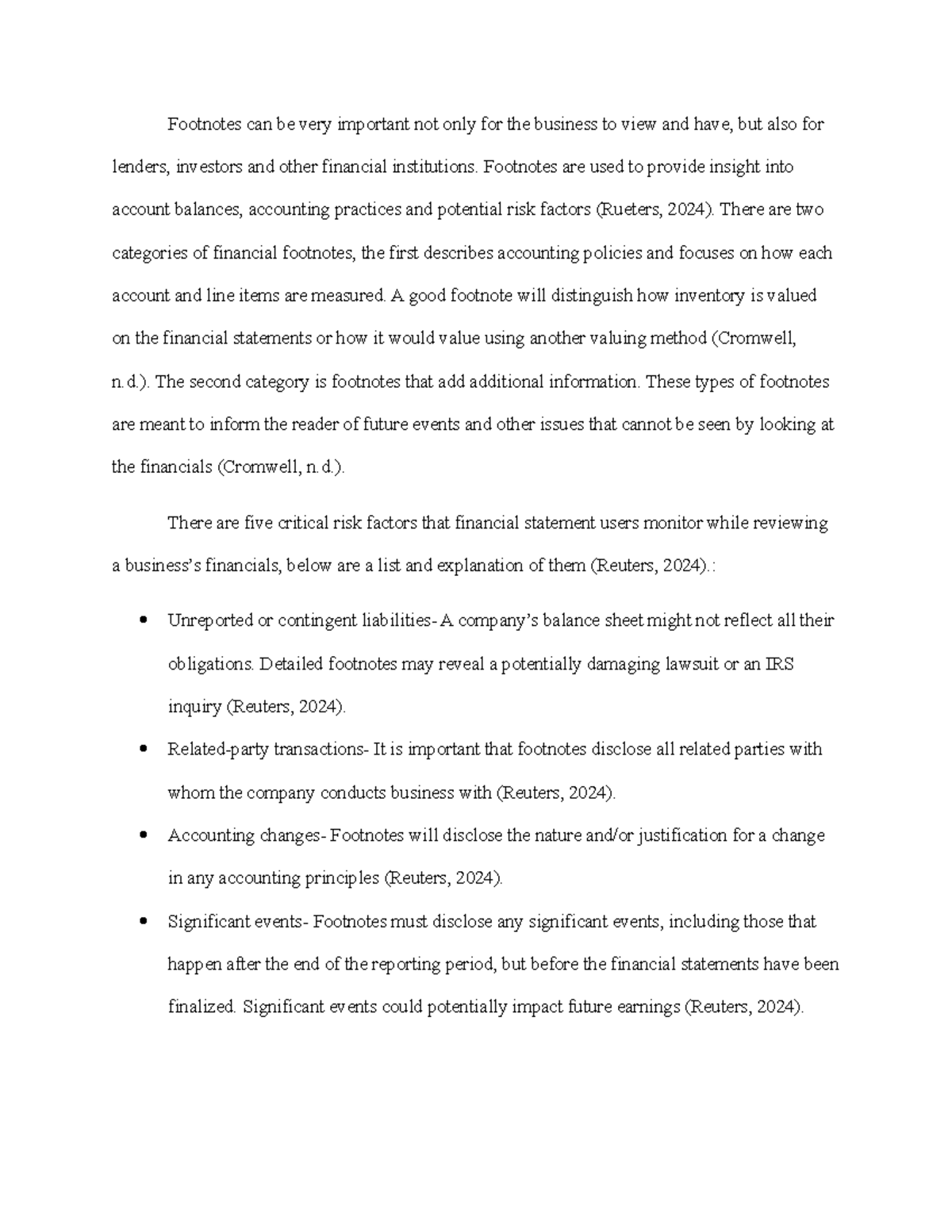 Analysis of Financial Footnotes - Module 2 Assignment - Footnotes can ...