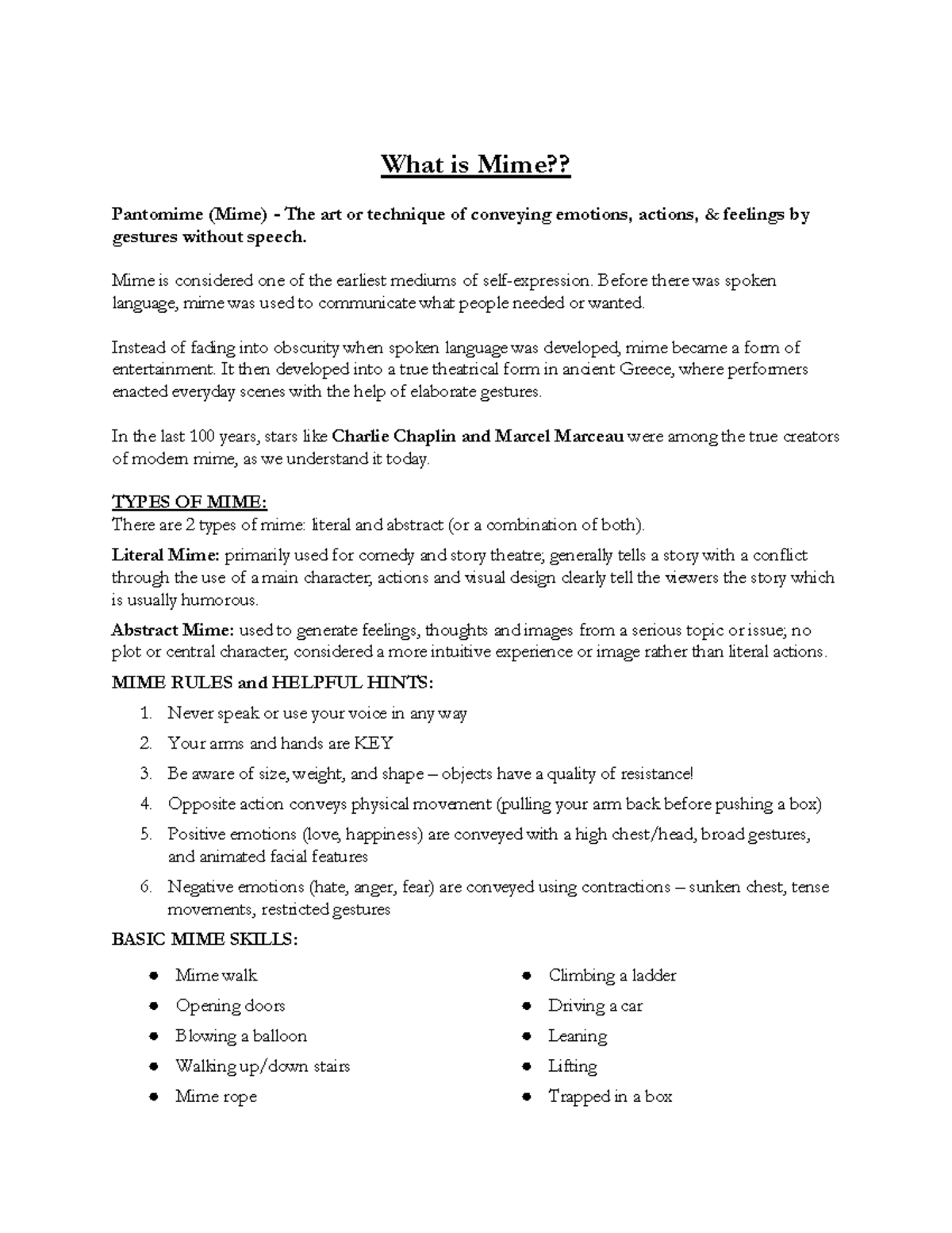 ADA 101- Intro to Mime What is mime - What is Mime?? Pantomime (Mime ...