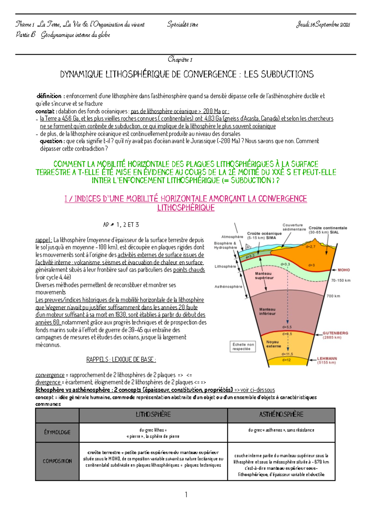 svt structure interne de la Terre - définition : enfoncement d’une ...