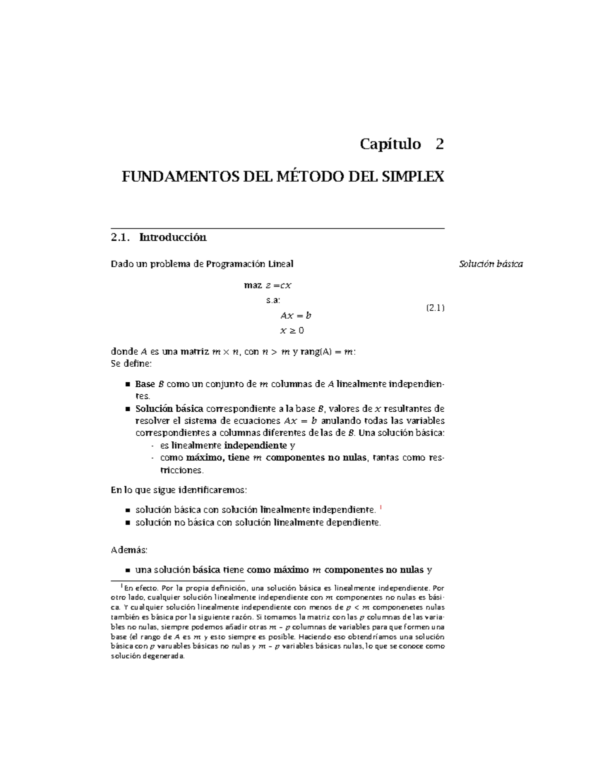 Mét Simplex - Cap ́ ıtulo 2 FUNDAMENTOS DEL M ́ETODO DEL SIMPLEX 2 ...