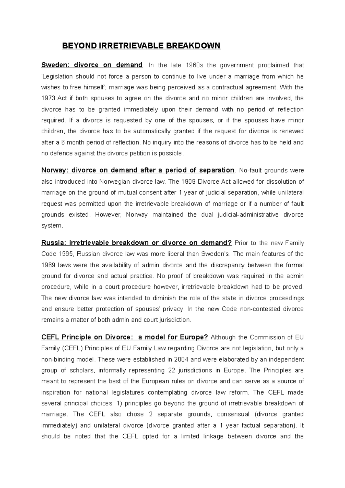 Beyond Irretrievable Breakdown - BEYOND IRRETRIEVABLE BREAKDOWN Sweden ...