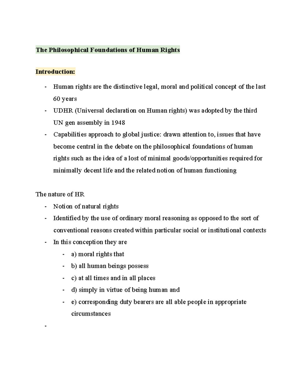 POLI3505 - Lecture notes 1-18 - The Philosophical Foundations of Human ...