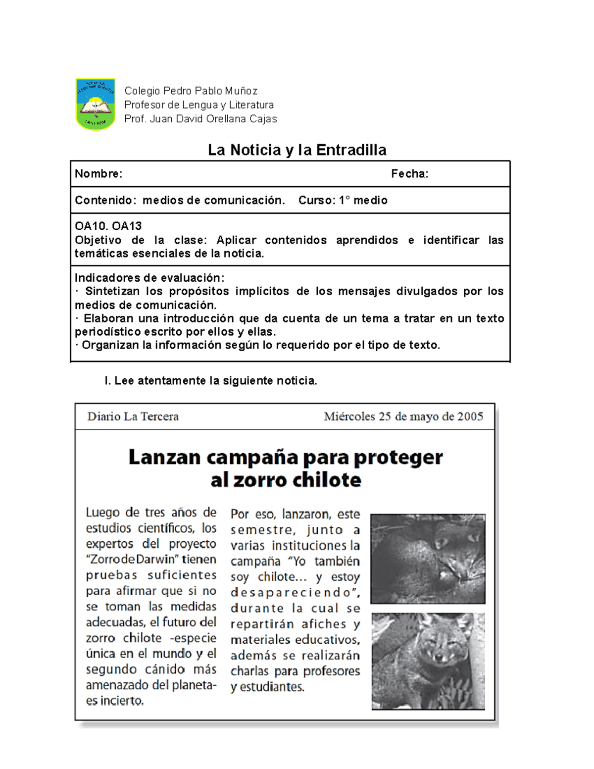Guía de la Noticia - Estructura y entradilla (preguntas principales ...
