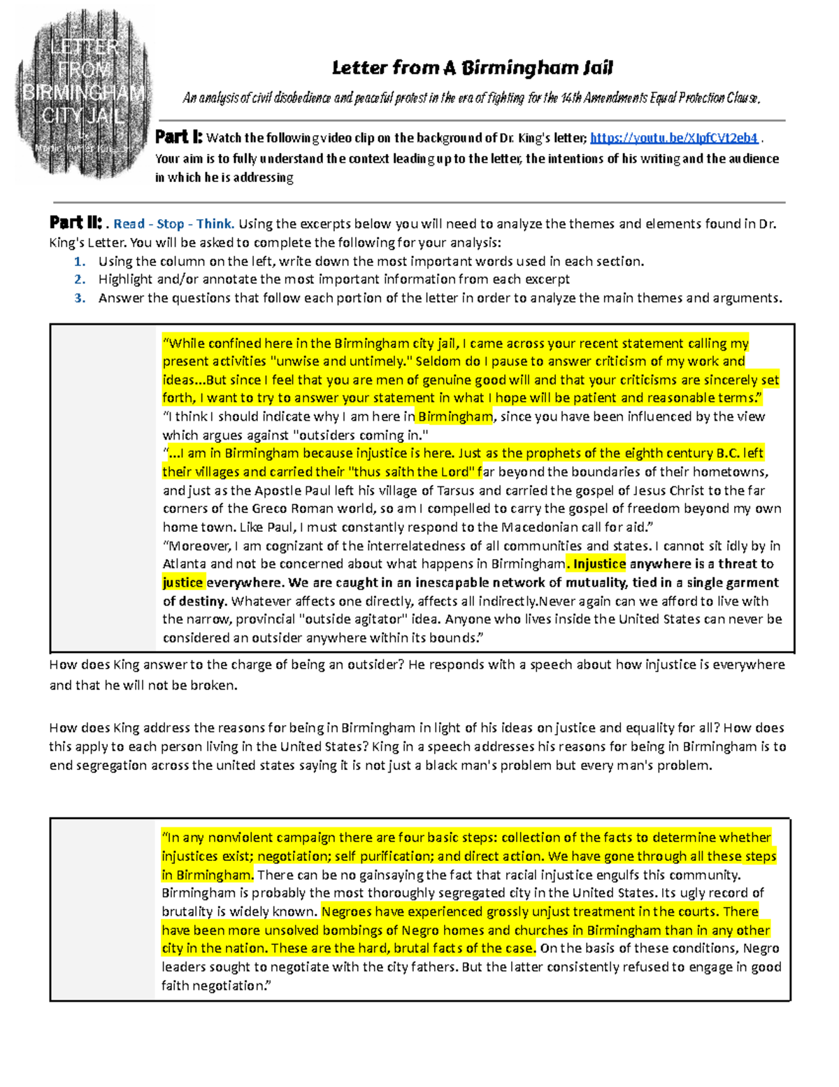 William Soucie - Copy of Letter from A Birmingham Jail - Letter from A ...