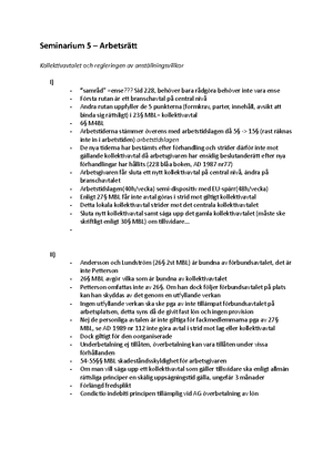 Arbetsrätt - Tentapärm - Arbetsavtal (s. att och 1 LAS och MBL, se s ...