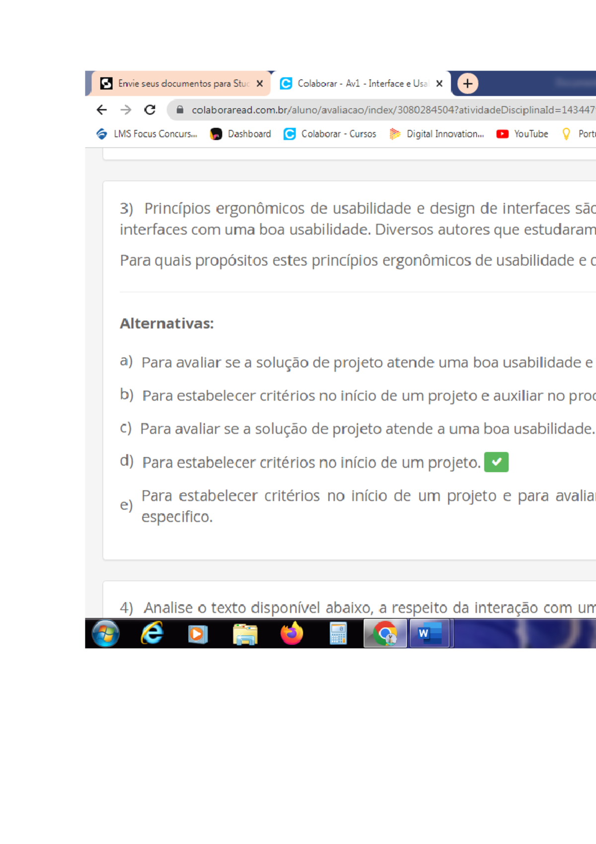 Doc3 - Atividade avaliativa - Interface e Usabilidade - Studocu