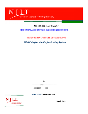 ME407-104-HW8 solution - Thermal Entry Length and Energy Balance - Studocu