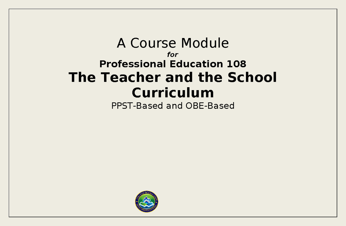 Aniano revised syllabus for profed 108 - A Course Module for ...