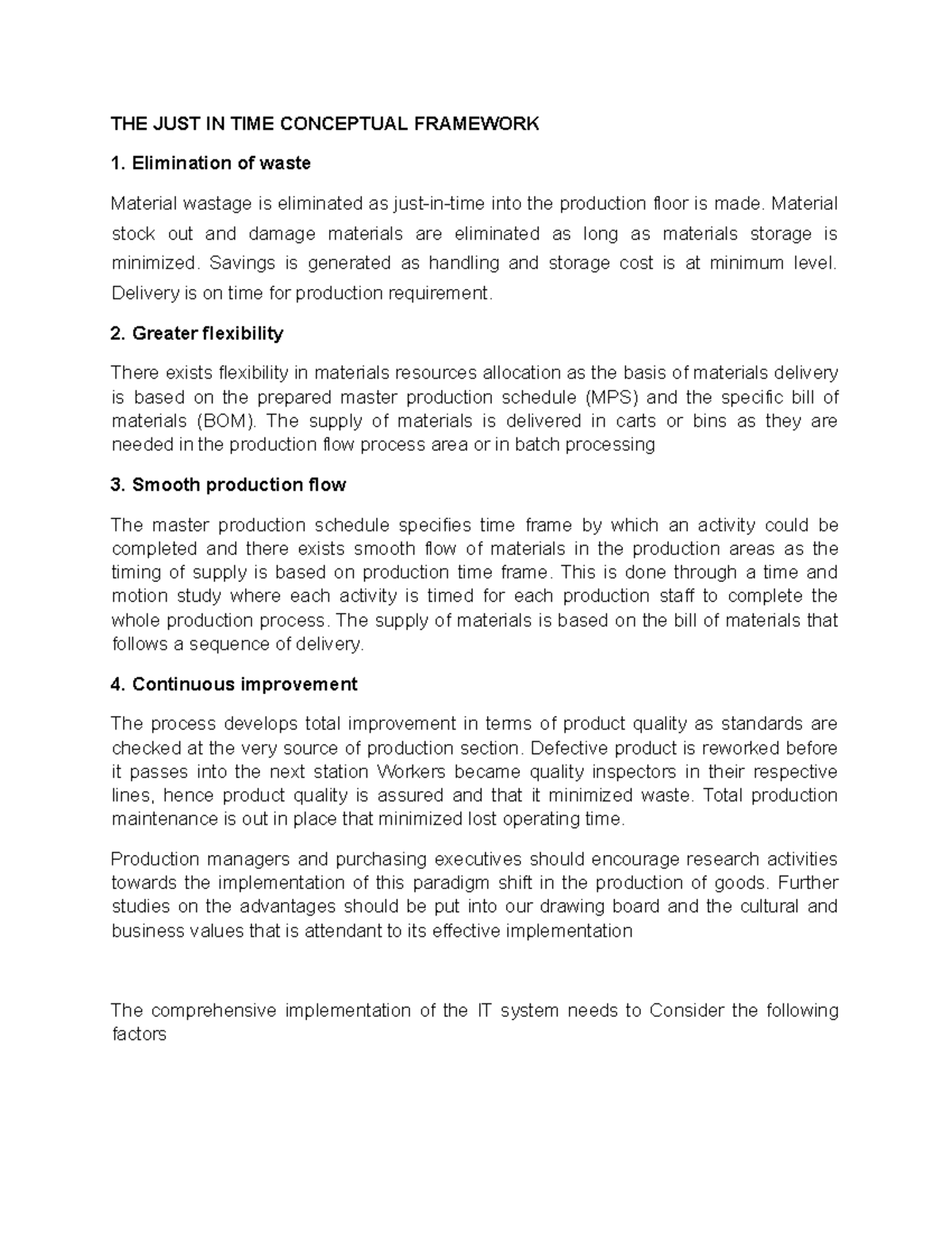 Lesson 61 THE JUST IN TIME Conceptual Framework - THE JUST IN TIME ...