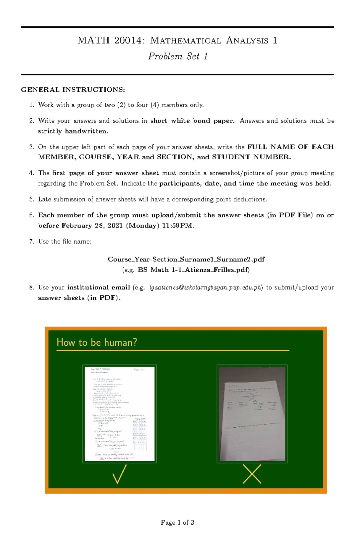 Math Analysis 1 Problem 1 Set 1 1S2122 - MATH 20014: Mathematical Analysis 1 Problem Set 1 ...