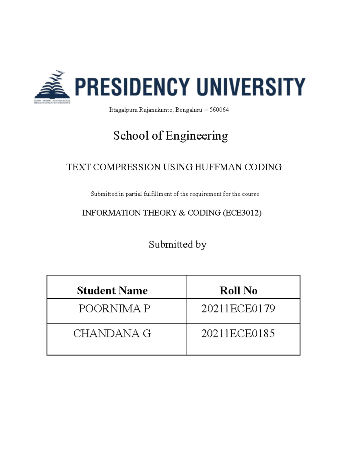 Text Compression Using Huffman Coding Itc Electronics And Communication Ittagalpura