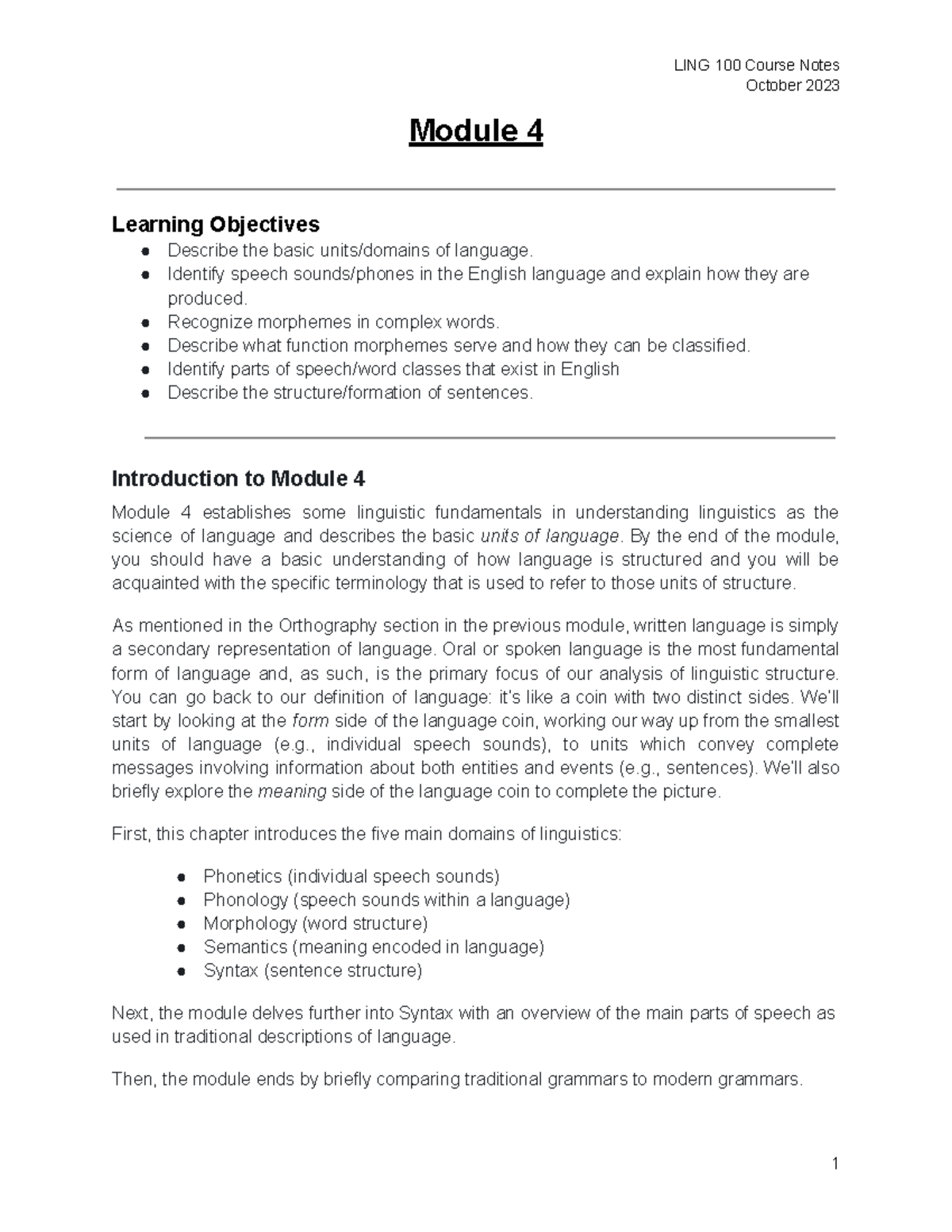 Module 4 - October 2023 Module 4 Learning Objectives Describe the basic ...