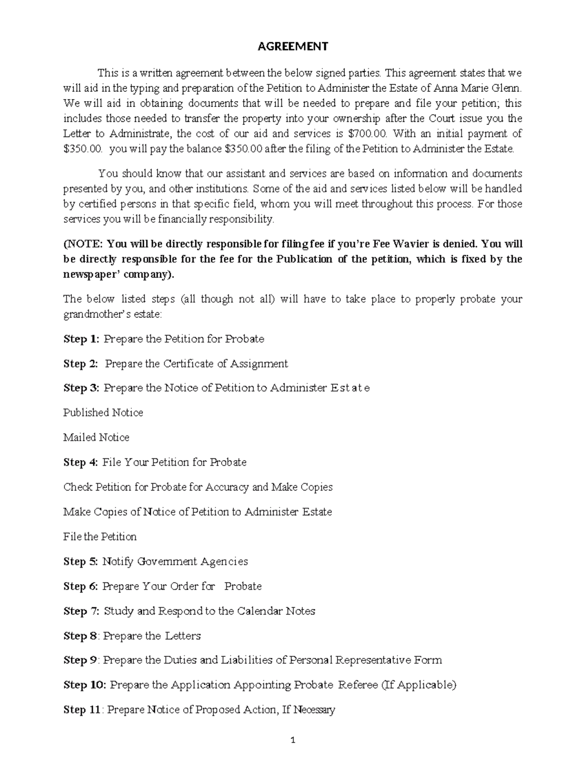 Agreement.01 - Copy - Copy - AGREEMENT This is a written agreement ...