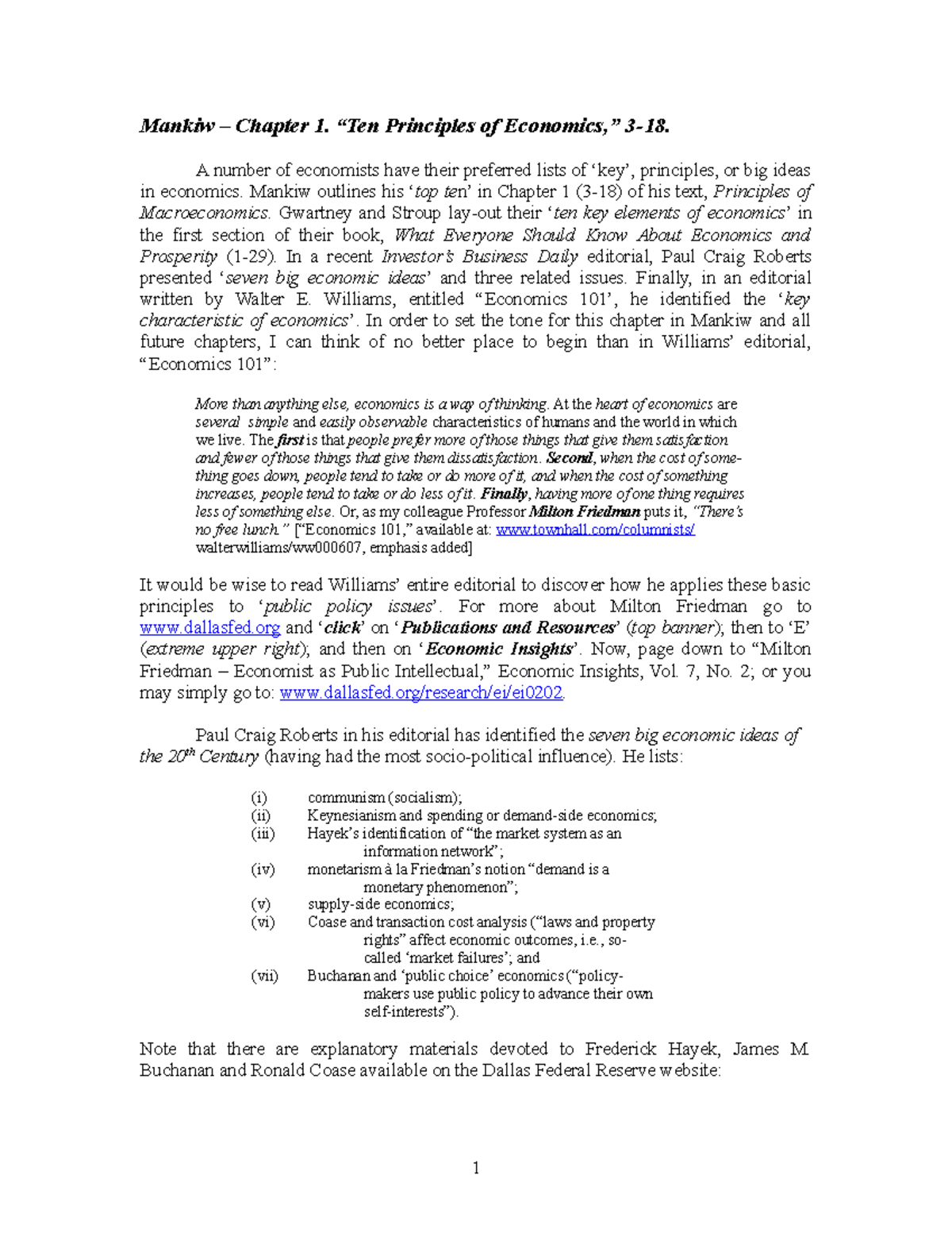 Commentaryon Mankiw Ch 1 - Mankiw – Chapter 1. “Ten Principles of ...