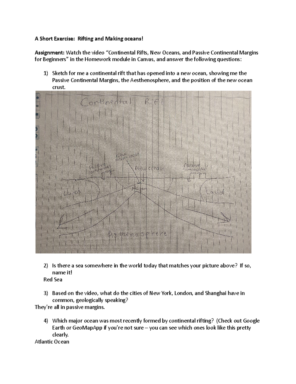 Intro continental rift questions - A Short Exercise: Rifting and Making ...