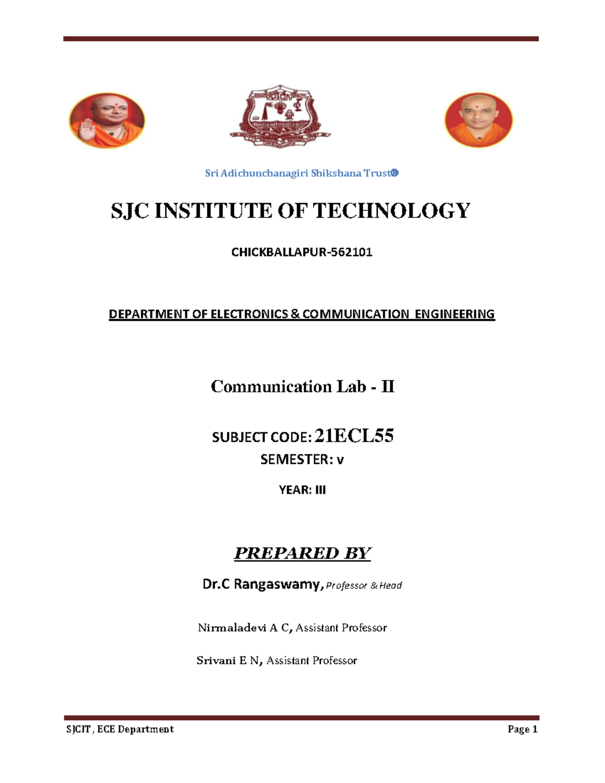 Communication Lab-2 manual 21ECL55 2023-24 -edited - SJCIT , ECE ...