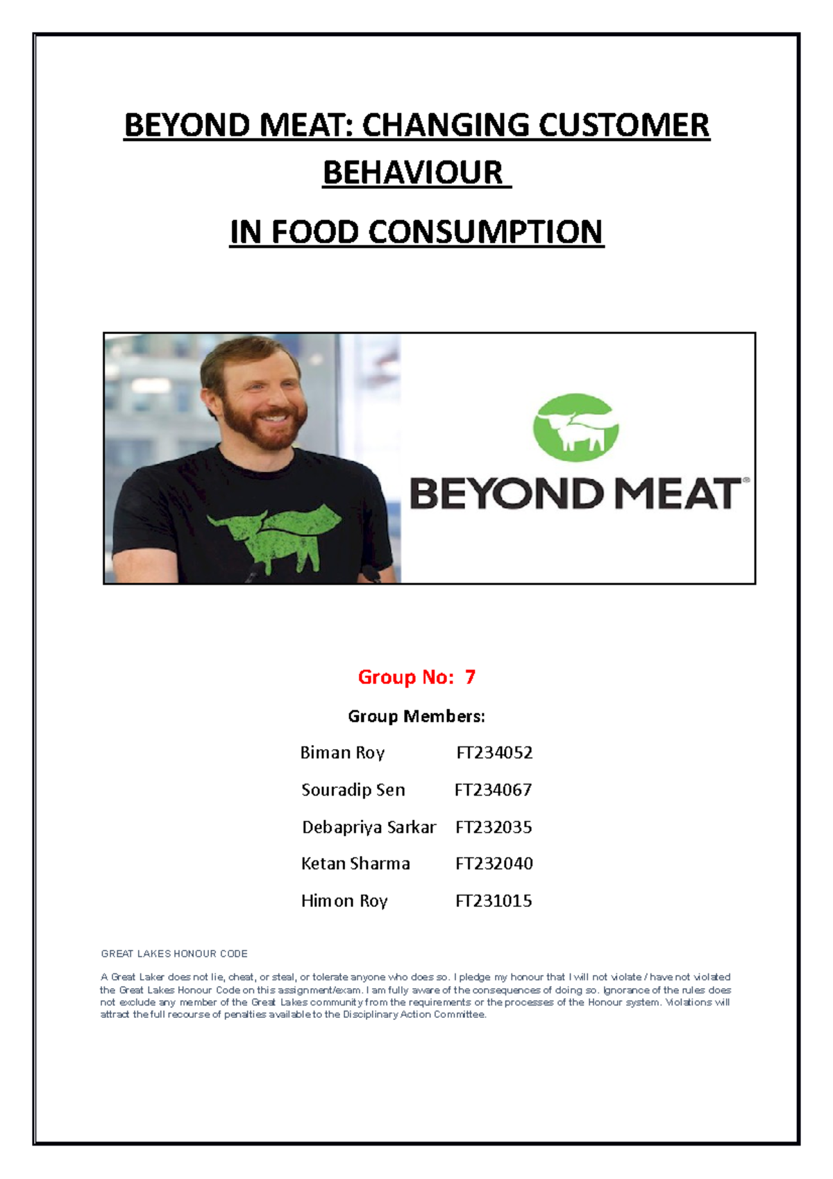 CB Group 7 Beyond MEAT - BEYOND MEAT: CHANGING CUSTOMER BEHAVIOUR IN ...