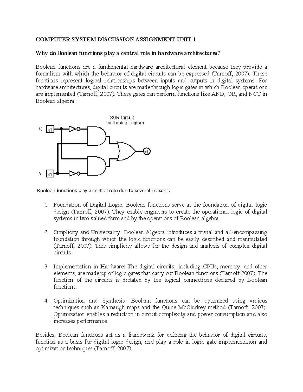 Computer System Discussion Assignment UNIT 1 - COMPUTER SYSTEM ...