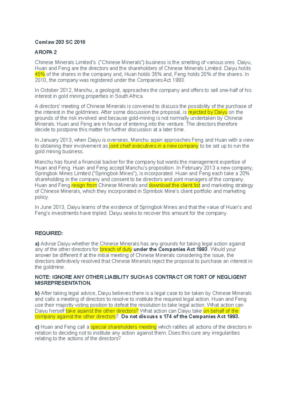 Aropa 2 guide - Comlaw 203 SC 2018 AROPA 2 Chinese Minerals business is ...