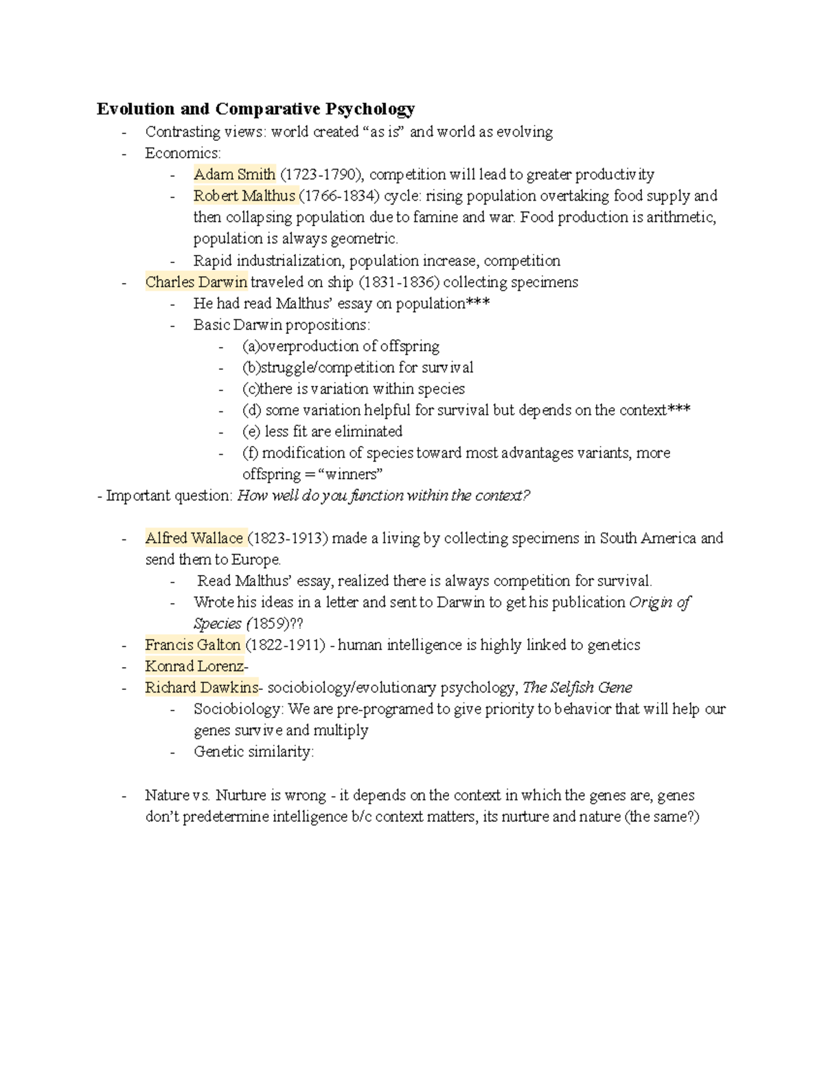 Lecture Evolution And Comparative Psychology Evolution And Comparative Psychology Contrasting