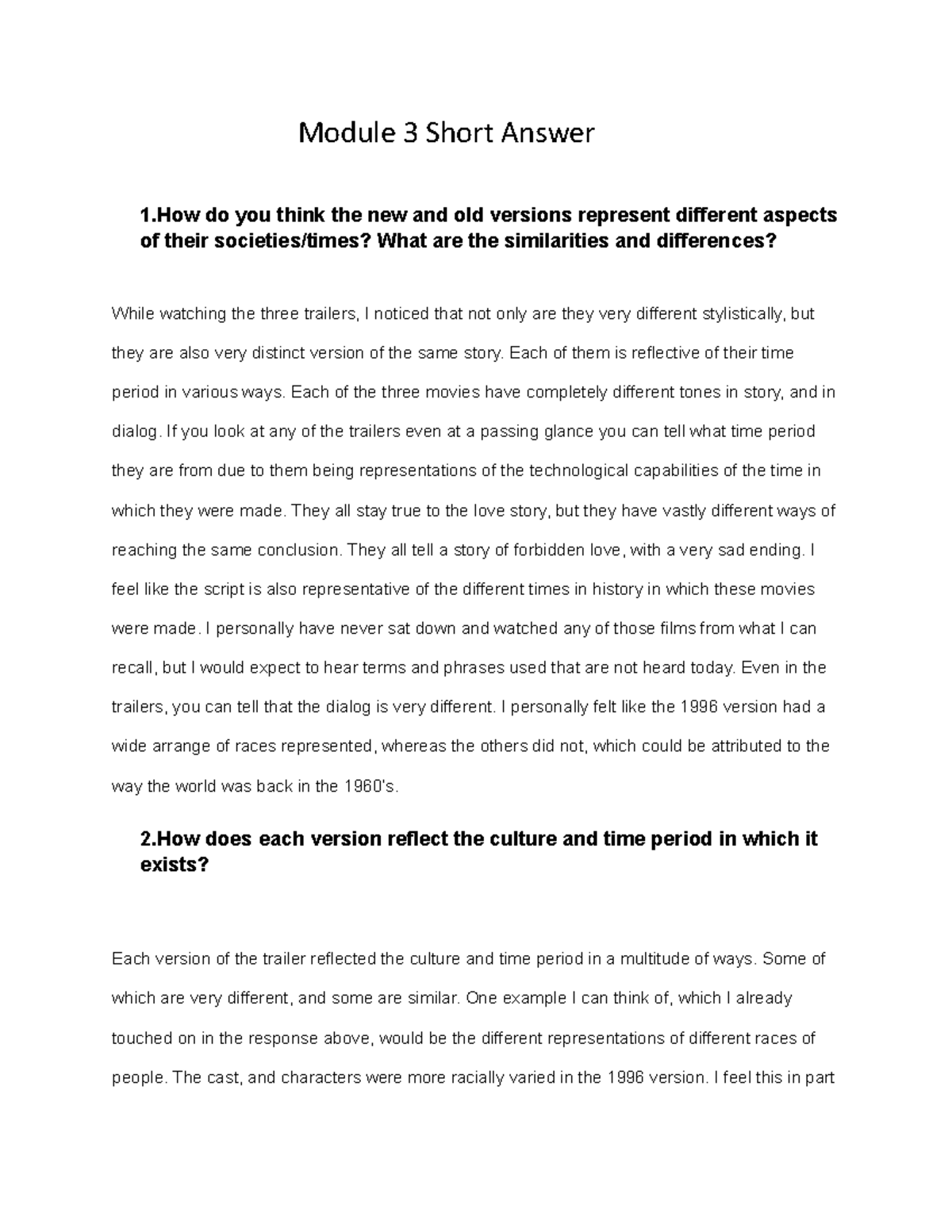 Module 3 Short answer - Module 3 Short Answer 1 do you think the new ...