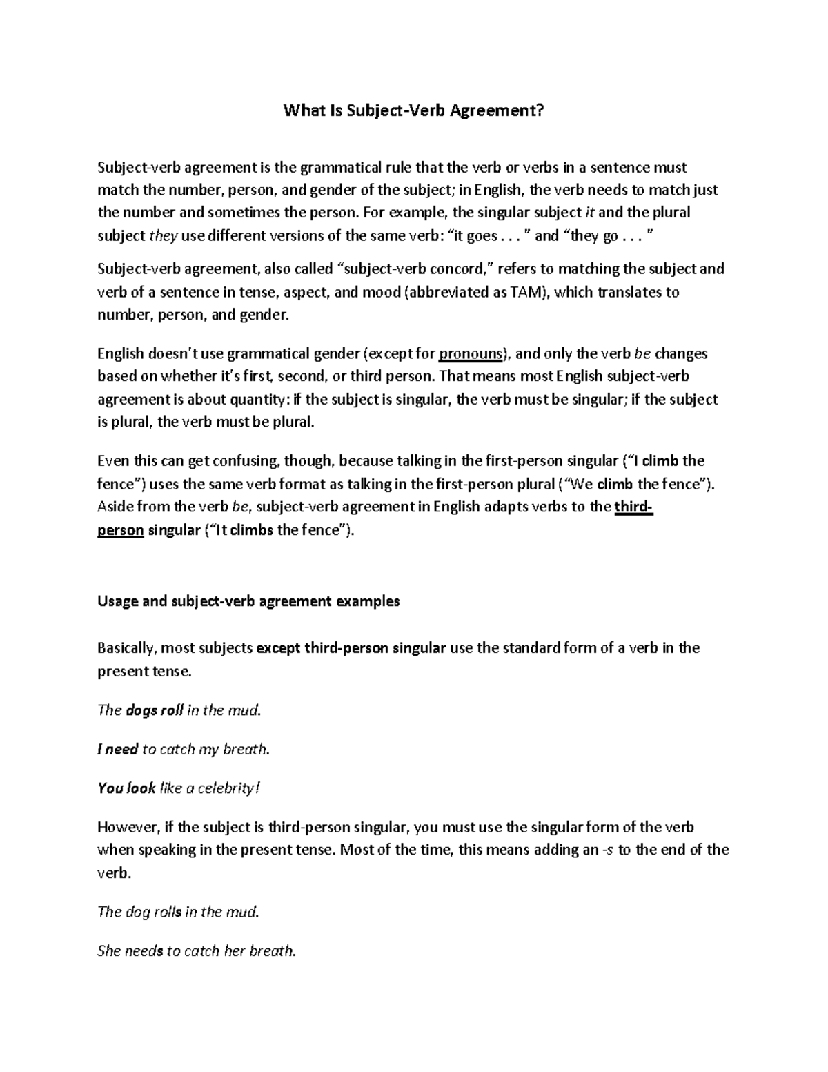 Subject Verb Agreement - What Is Subject-Verb Agreement? Subject-verb ...