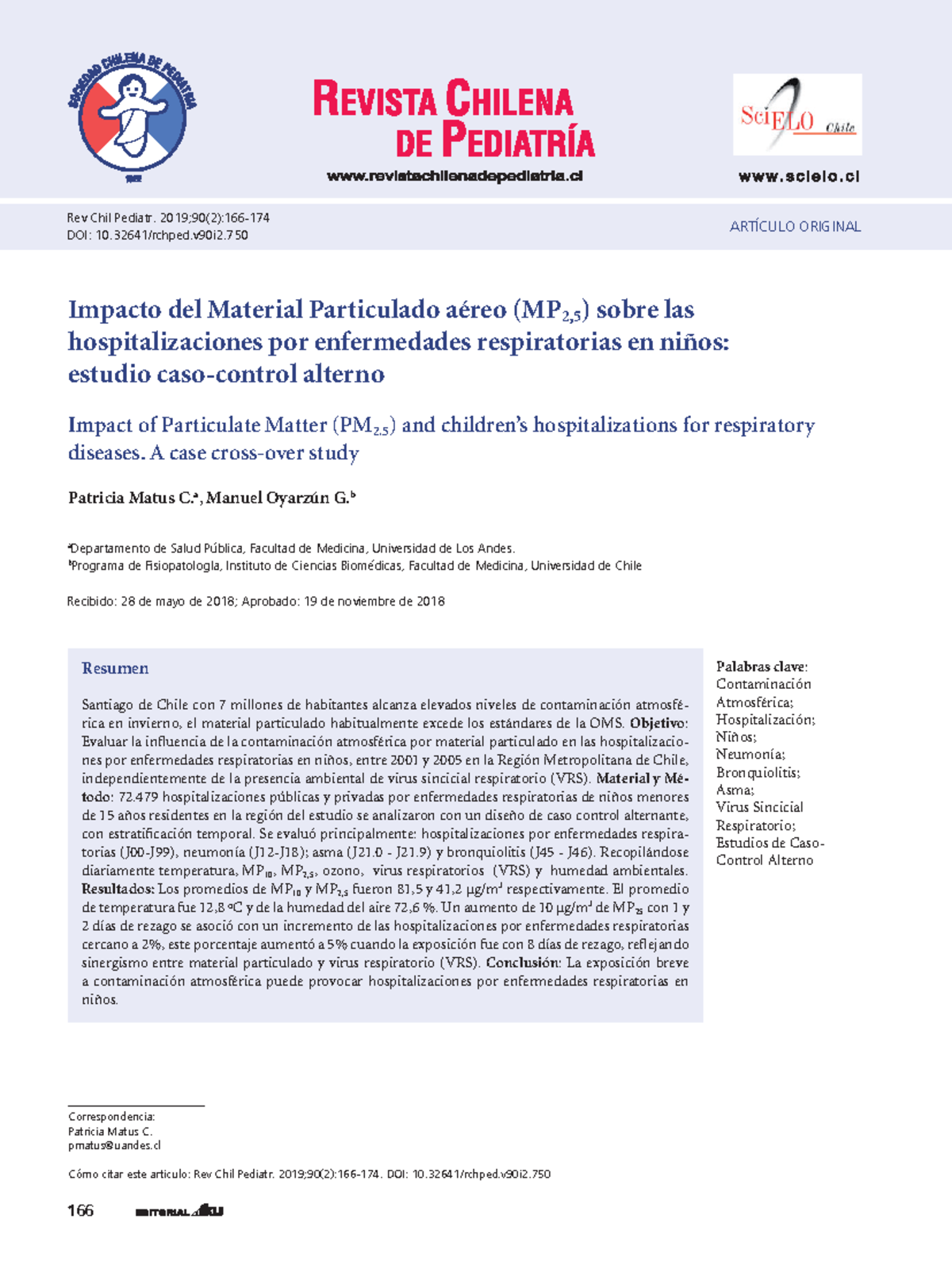 est. cruzados ERA - Rev Chil Pediatr. 2019;90(2):166-174 ARTÍCULO ORIGINAL DOI: 10.32641/rchped ...