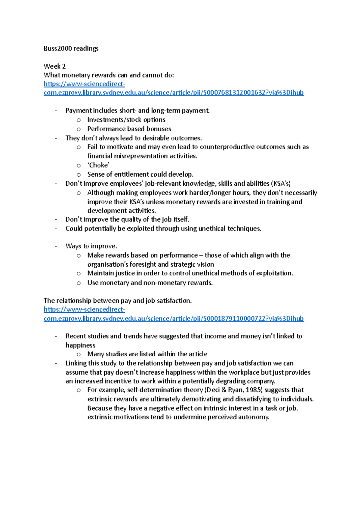 Buss2000 WK 3 readings notes - Buss2000 readings Week 2 What monetary ...