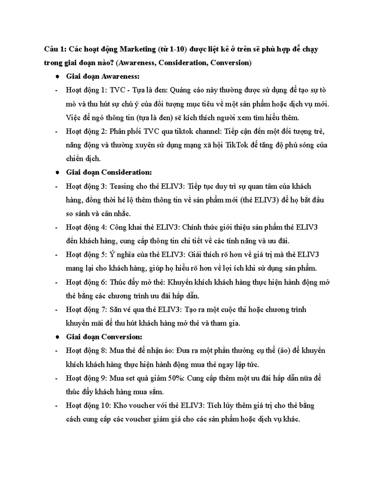 Do Thuy Linh Digital - bài về case study Vietinbank - Câu 1: Các hoạt động Marketing (từ 1-10 ...