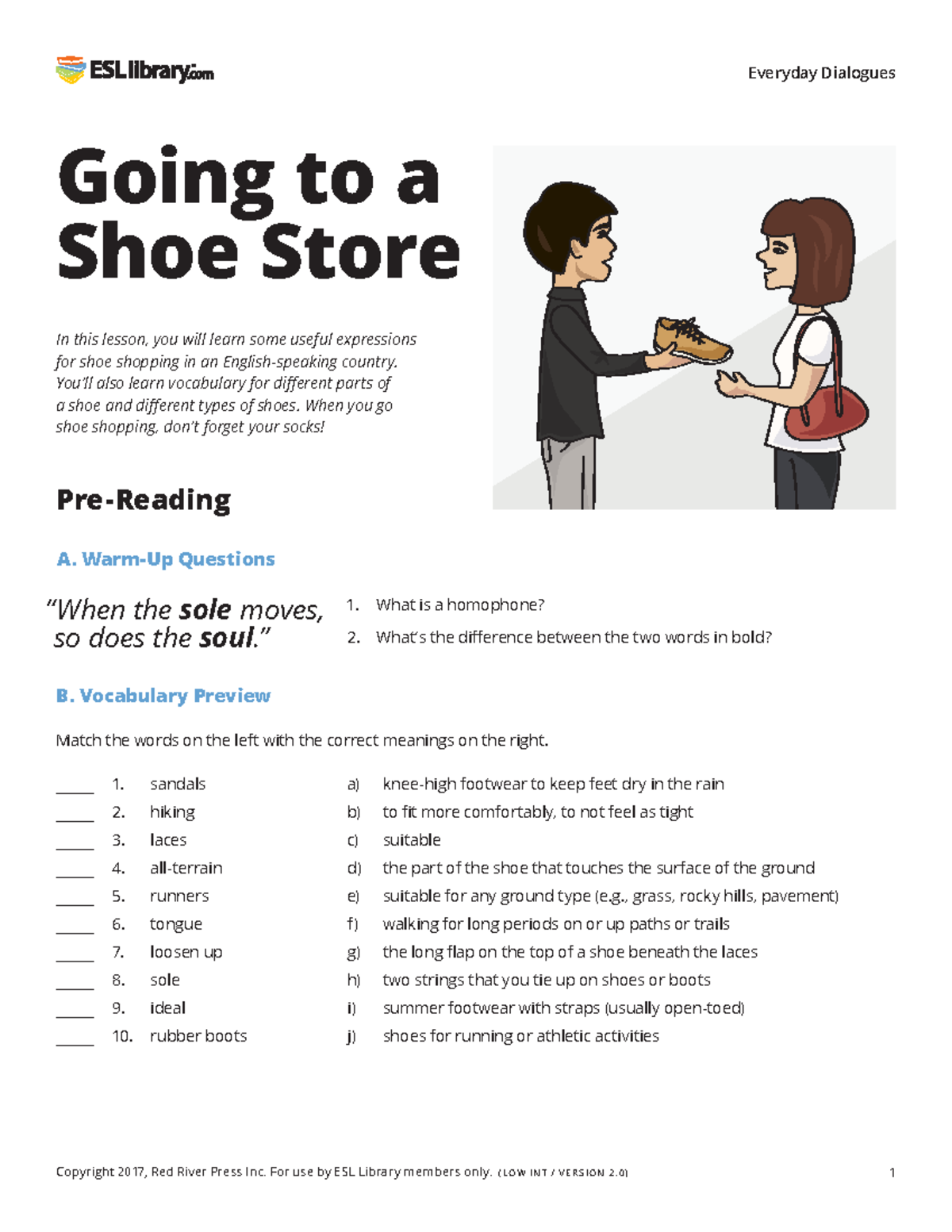76 Going-to-a-Shoe-Store Can - Everyday Dialogues B. Vocabulary Preview ...