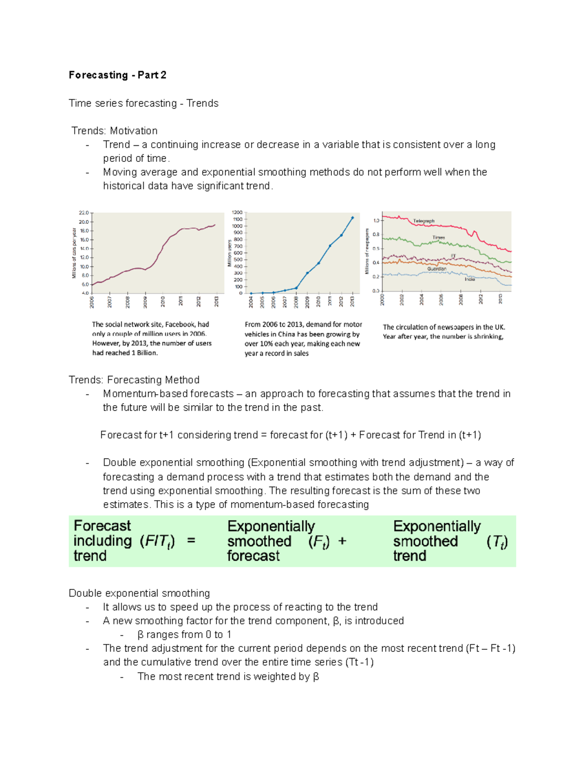 Week 5 - Class notes - Forecasting - Part 2 Time series forecasting ...