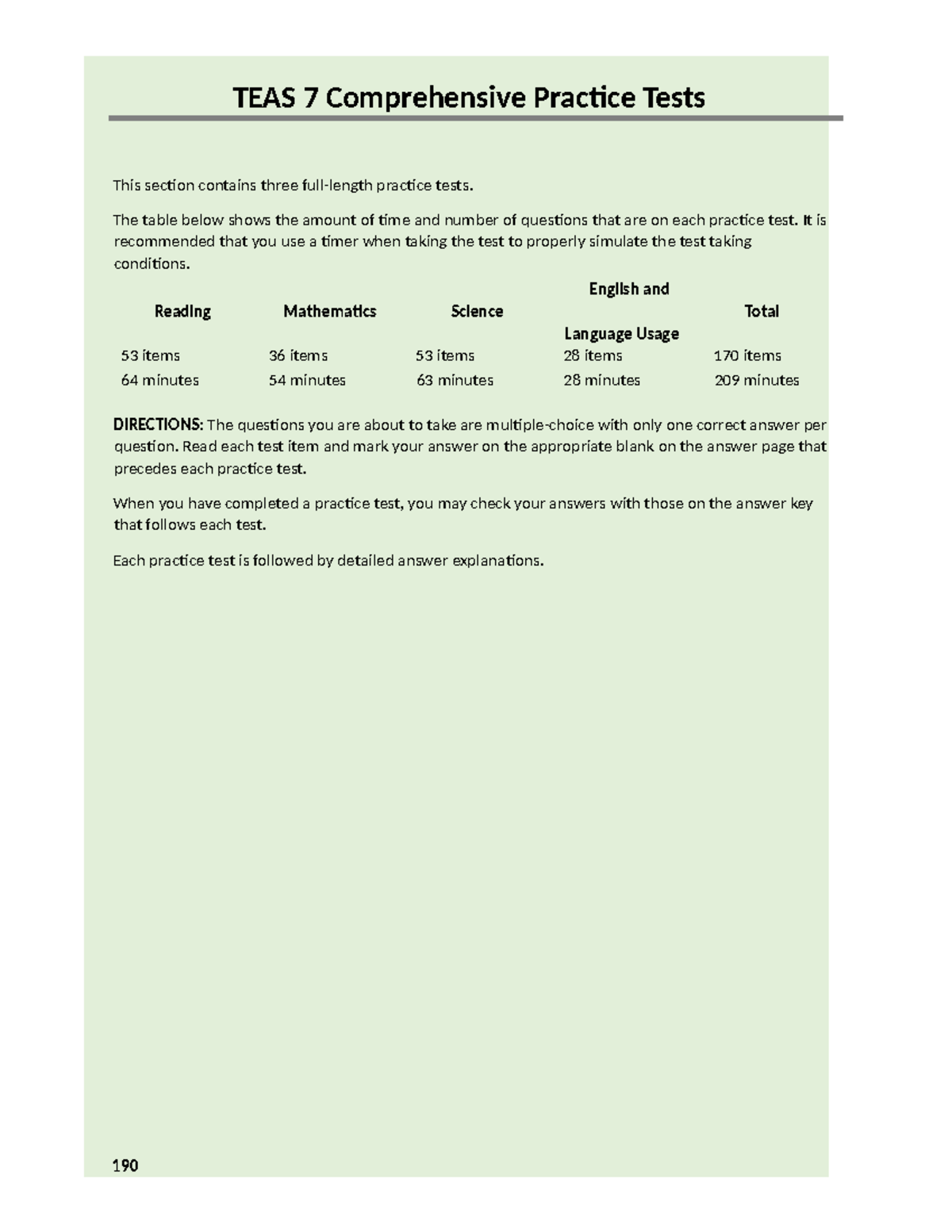 NURS ATI TEAS 7 - TEAS 7 Comprehensive Practice Tests This section ...