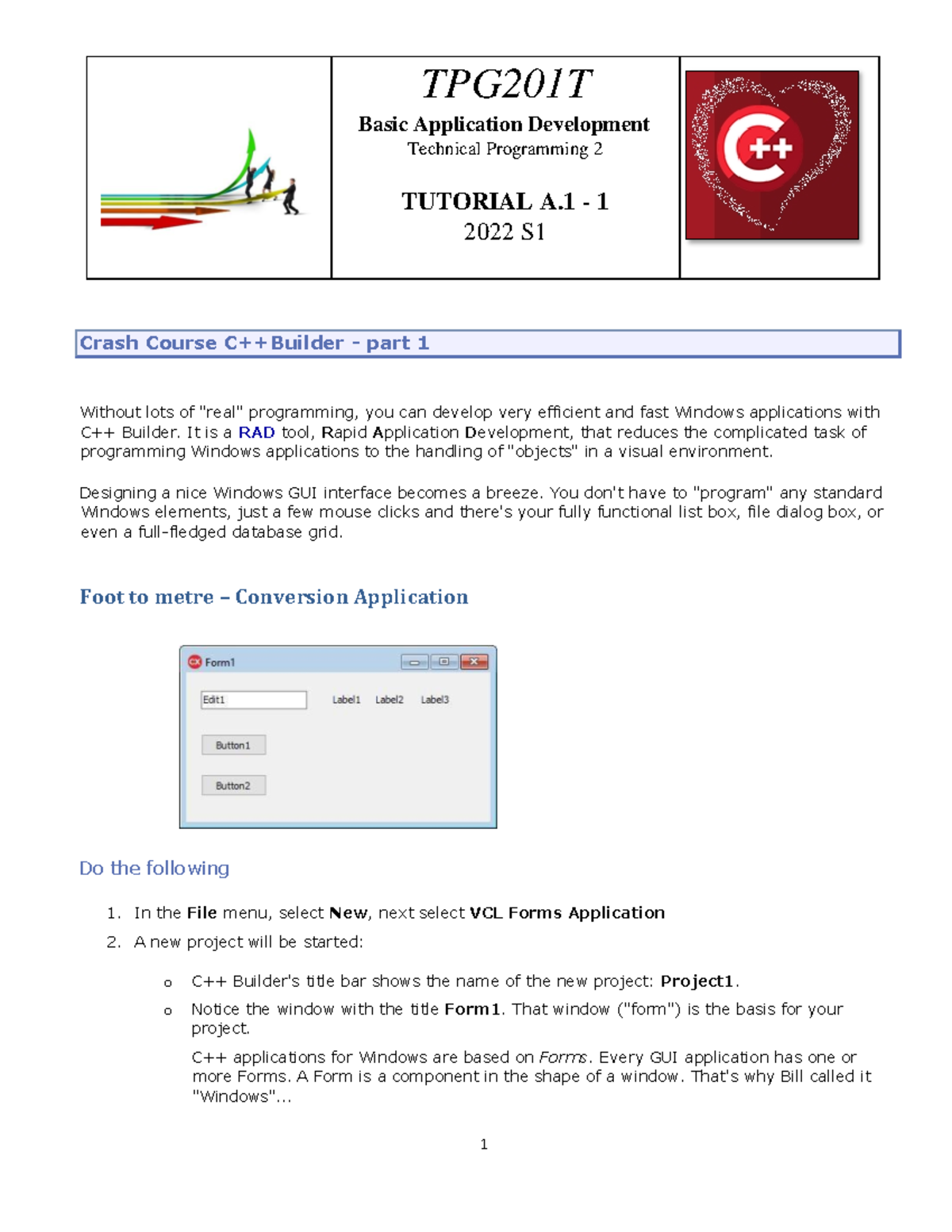 Tutorial 1 2022 S1 Tpg201t Basic Application Development Technical Programming 2 Tutorial A