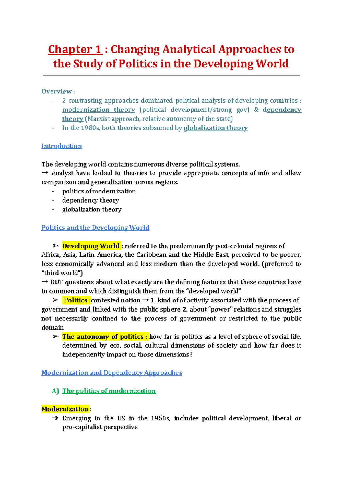 Chapter 1 Changing Analytical Approaches to the Study of Politics in ...
