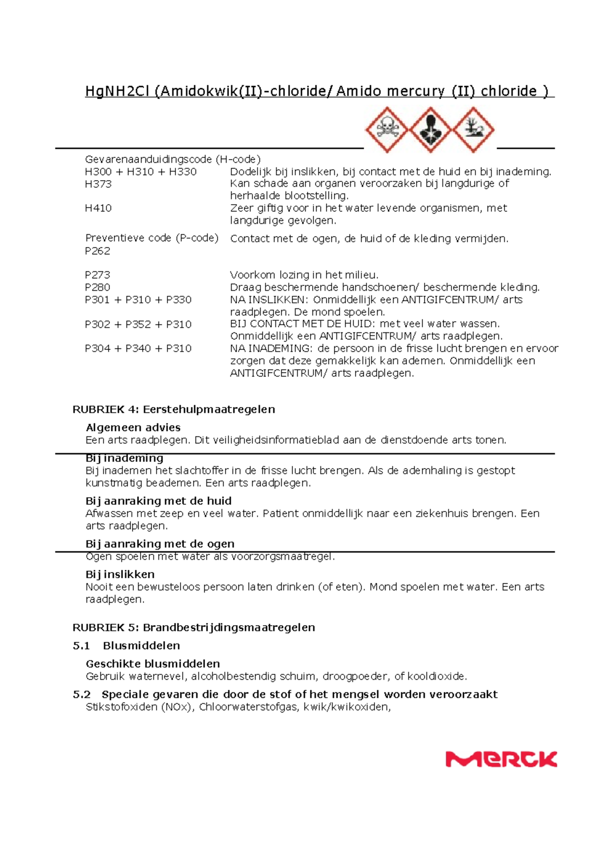 Sds amidokwik(II)chloride Hg NH2Cl - HgNH2Cl (Amidokwik(II) - chloride ...