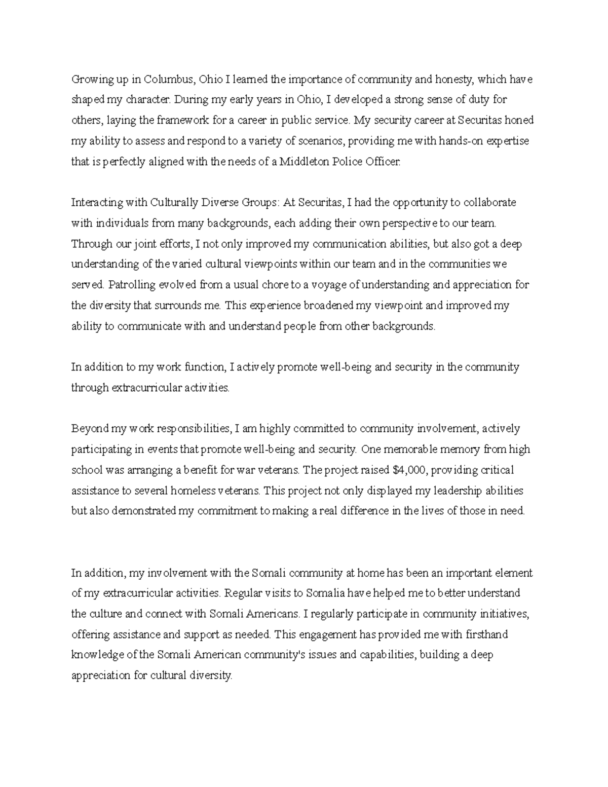 Narrative Essay - Growing up in Columbus, Ohio I learned the importance ...