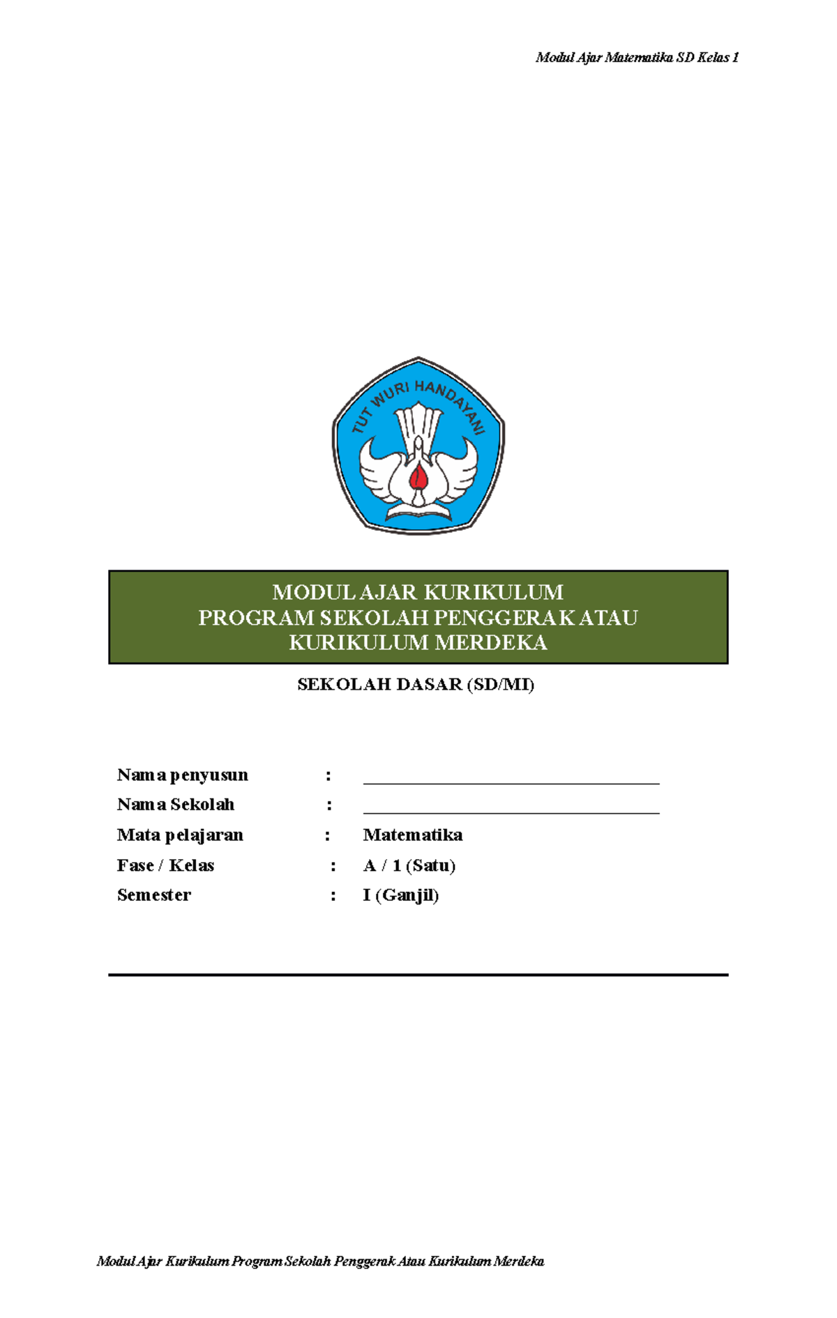 Modul ajar mtk - MODUL AJAR KURIKULUM PROGRAM SEKOLAH PENGGERAK ATAU ...